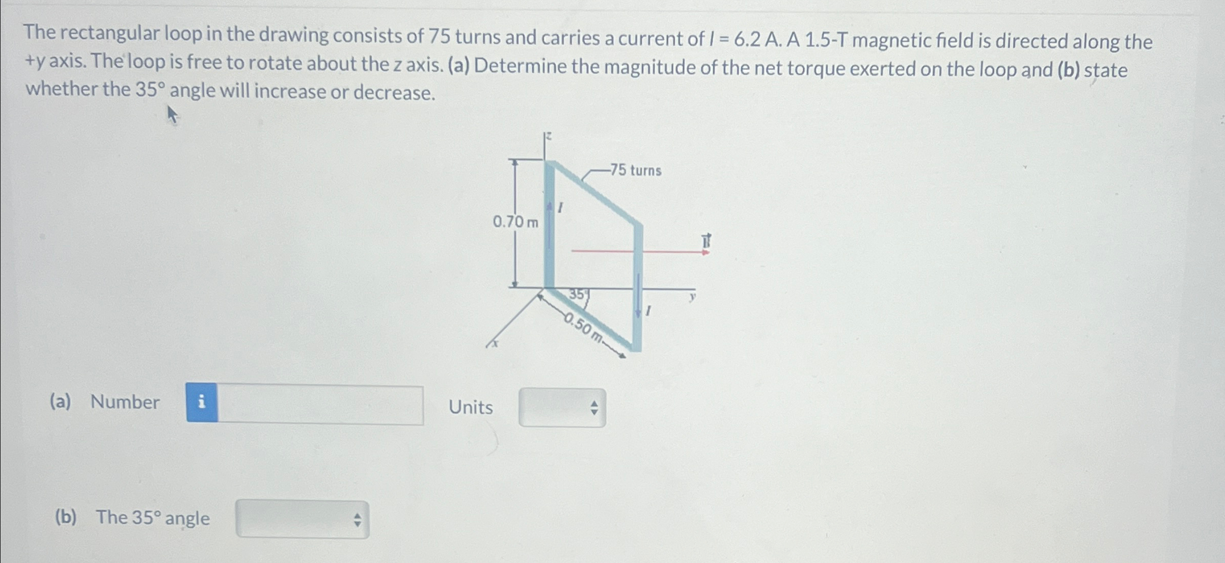 Solved The rectangular loop in the drawing consists of 75 | Chegg.com