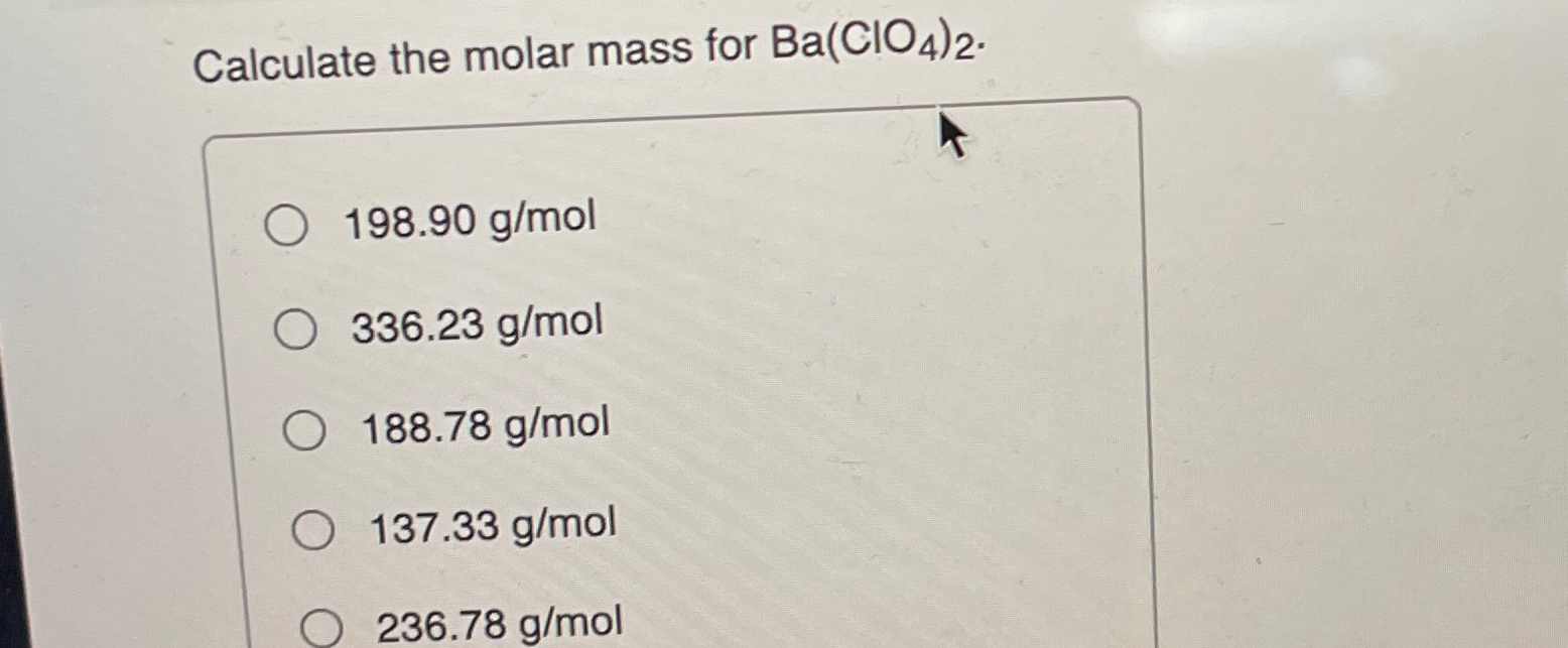 Solved Calculate the molar mass for | Chegg.com
