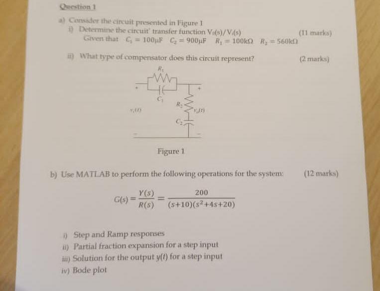 Solved Question 1 a) Consider the circuit presented in | Chegg.com
