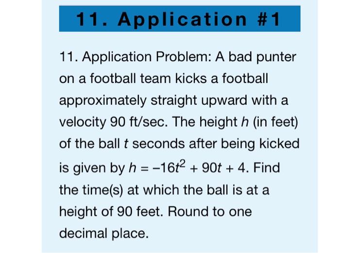 Solved 11. Application Problem: A bad punter on a football | Chegg.com