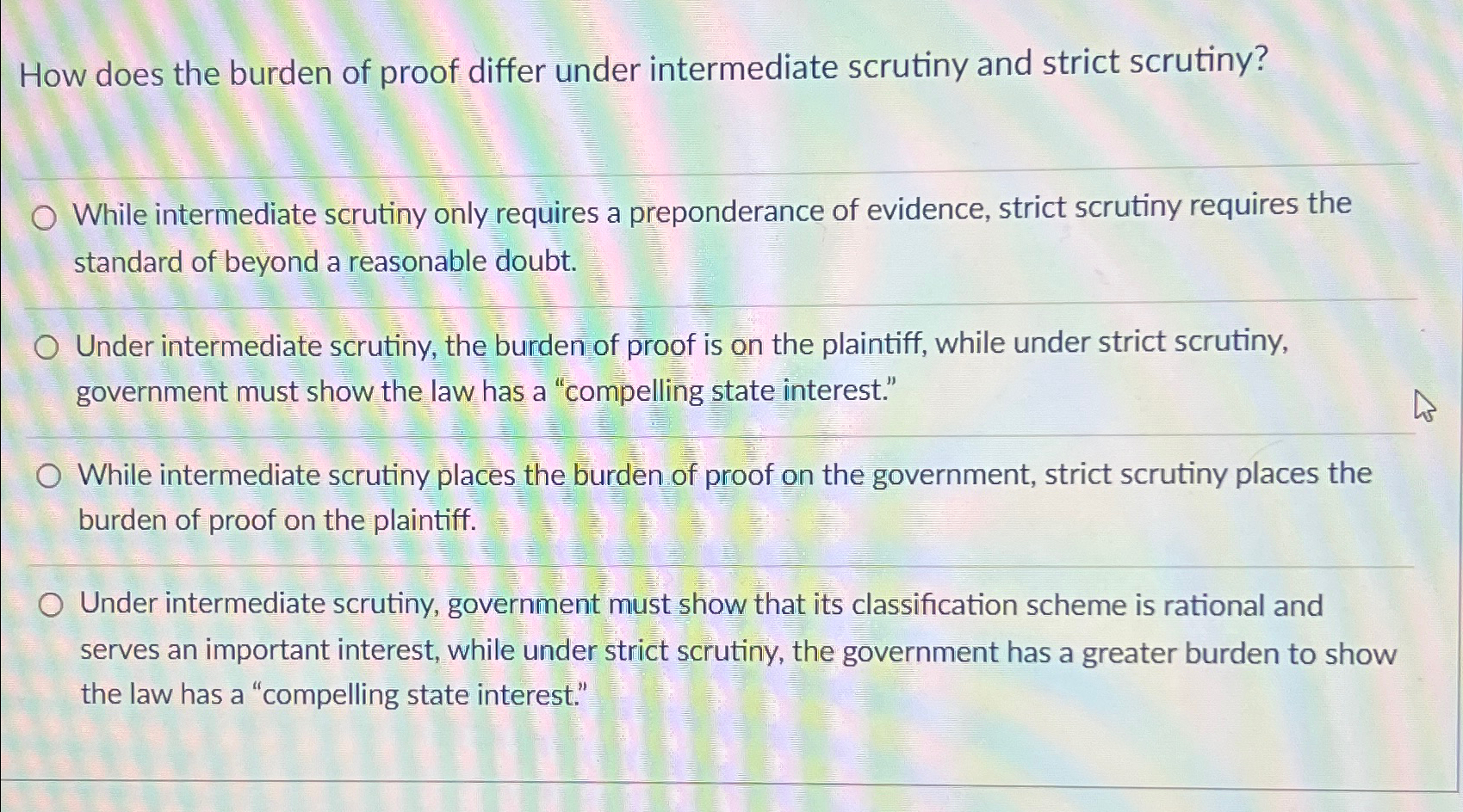 Solved How does the burden of proof differ under | Chegg.com
