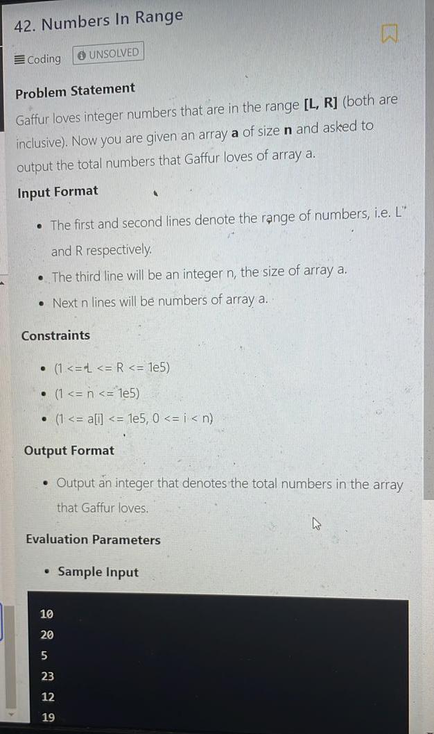 Solved Numbers In RangeCodingProblem StatementGaffur loves | Chegg.com