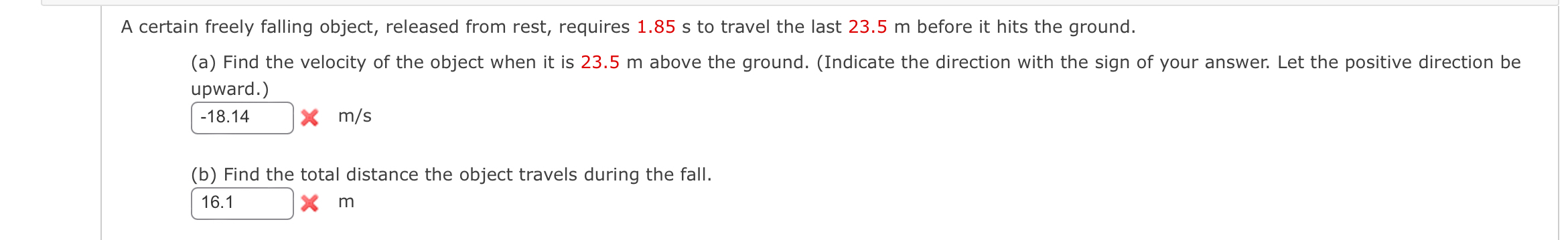 Solved A certain freely falling object, released from rest, | Chegg.com