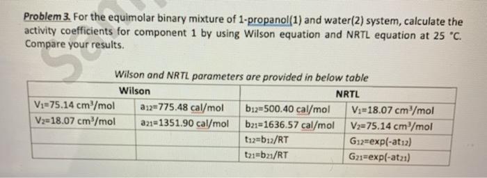 Solved Problem 3. For the equimolar binary mixture of | Chegg.com