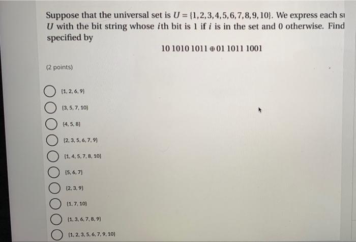 Solved Suppose that the universal set is | Chegg.com