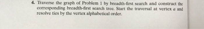 Solved 4. Traverse the graph of Problem 1 by breadth-first | Chegg.com
