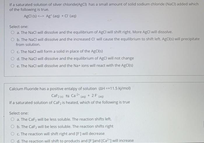 Solved If a saturated solution of silver chloride(AgCl) has | Chegg.com