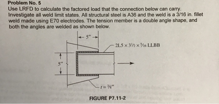 Solved Problem No. 5 Use LRFD to calculate the factored load | Chegg.com