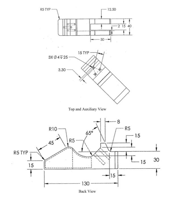 Solved Create the illustrated part using SolidWorks. Decimal | Chegg.com
