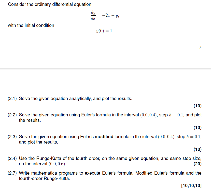 Solved Consider the ordinary differential | Chegg.com
