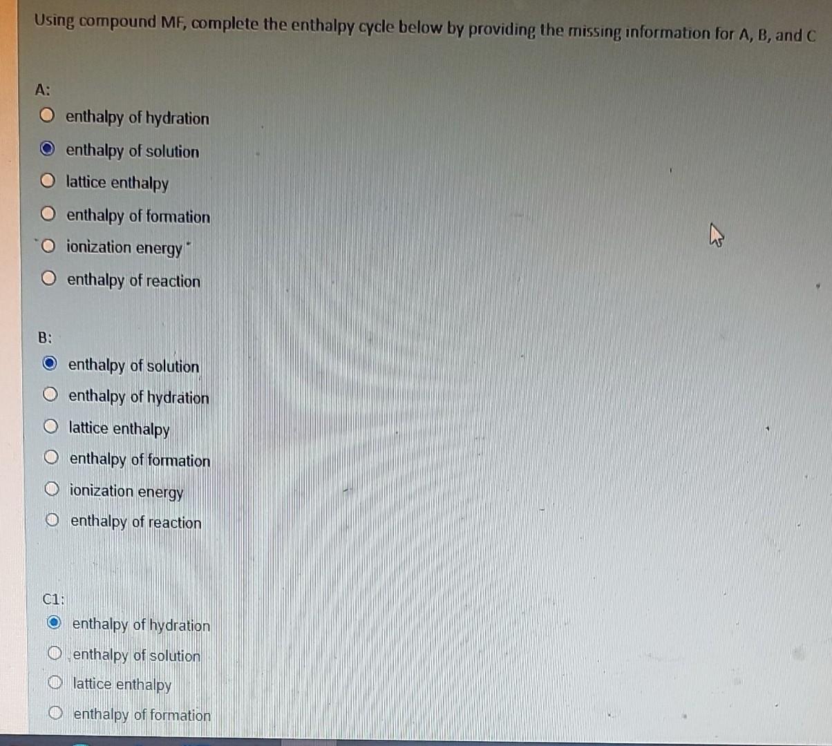 Solved In this question, you wil calculate the enthalpies of | Chegg.com