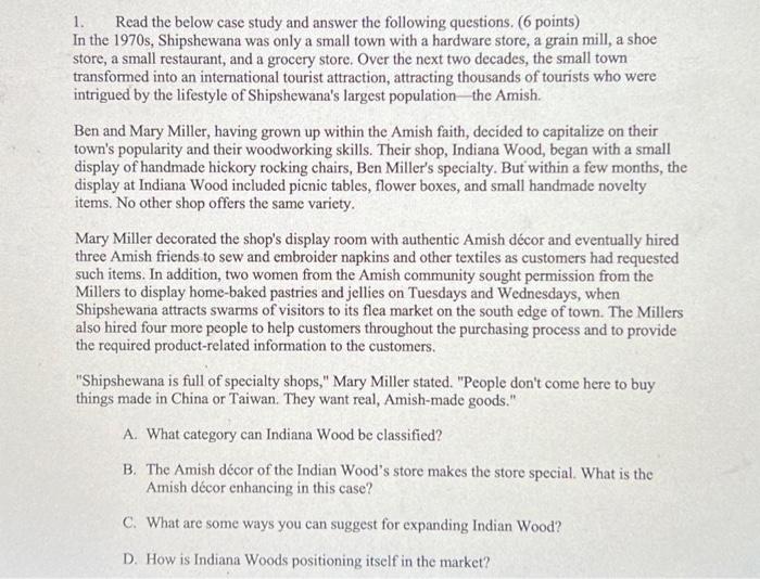 Solved 1. Read the below case study and answer the following | Chegg.com
