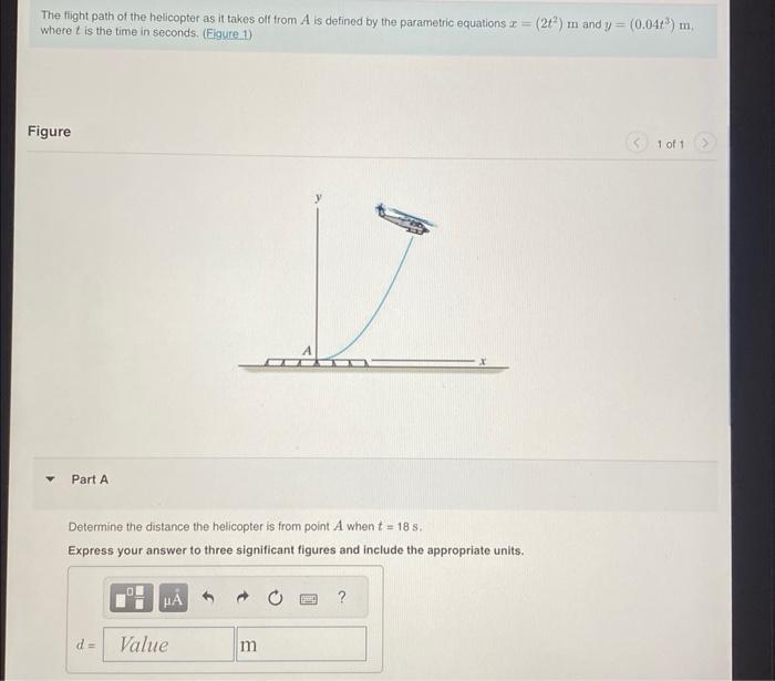 Solved The flight path of the helicopter as it takes off | Chegg.com
