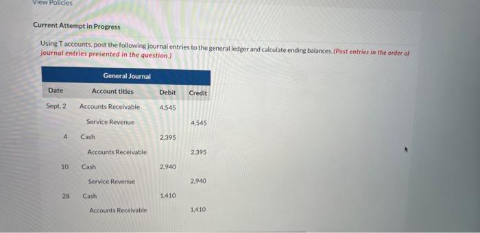 Solved Using T accounts, post the following journal entries | Chegg.com
