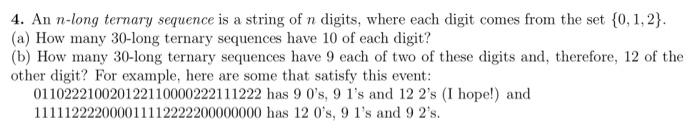 Solved 4. An n-long ternary sequence is a string of n | Chegg.com