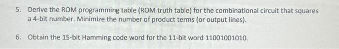 Solved 5. Derive the ROM programming table (ROM truth table) | Chegg.com