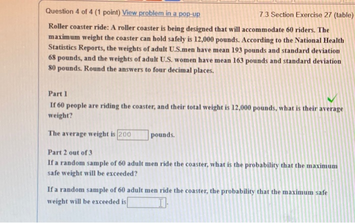 Solved Question 4 of 4 (1 point) View problem in a pop-up 73 | Chegg.com