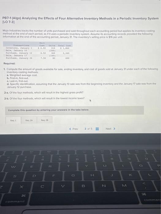 Solved PB7-1 (Algo) Analyzing the Effects of Four | Chegg.com