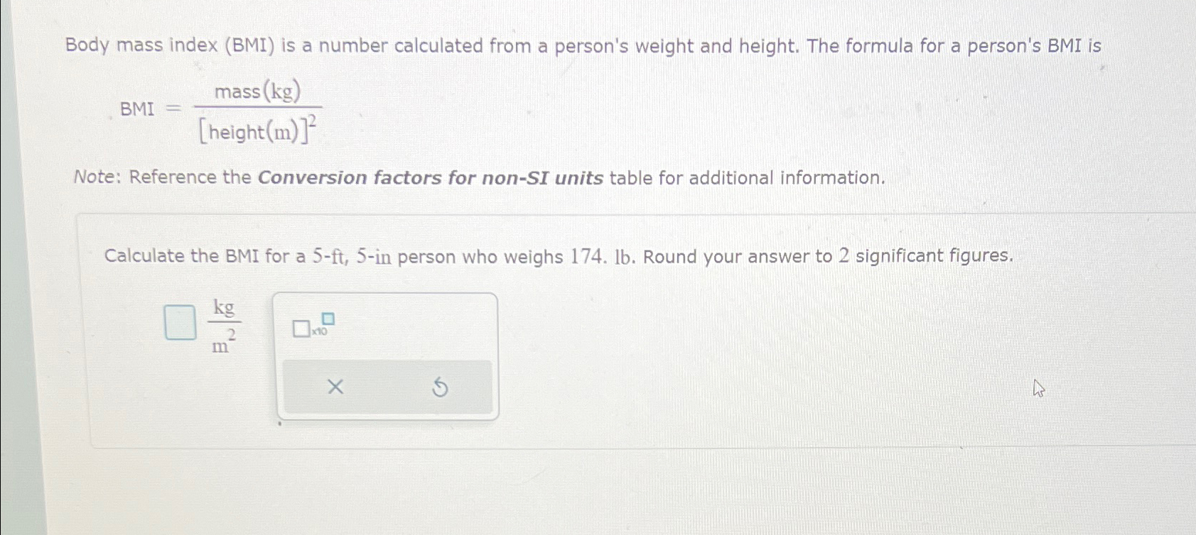 Solved Body mass index (BMI) ﻿is a number calculated from a | Chegg.com