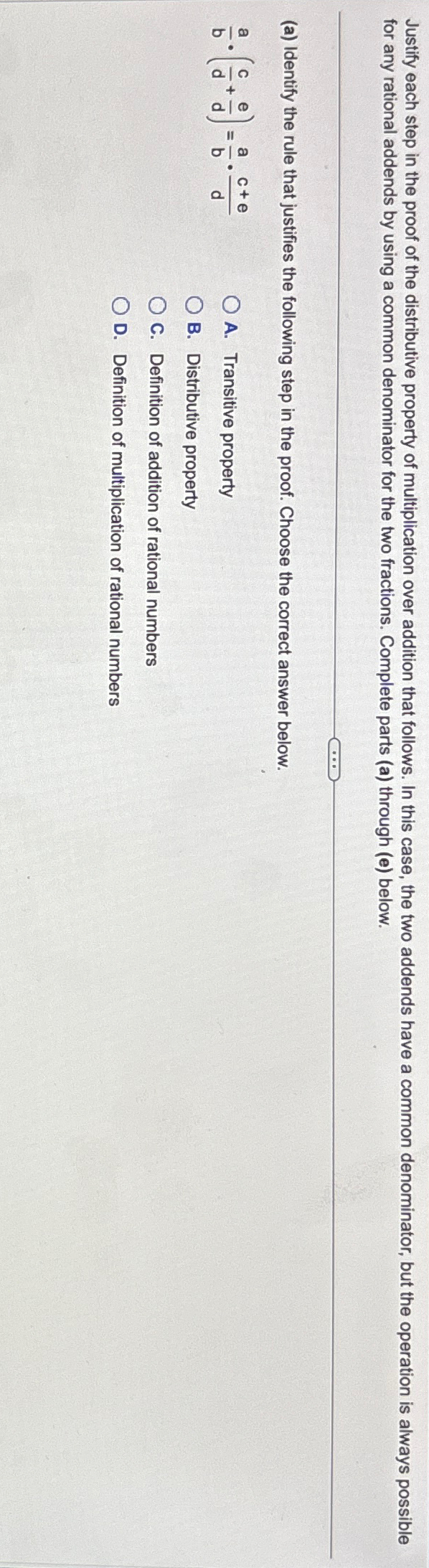 Solved Justify each step in the proof of the distributive | Chegg.com