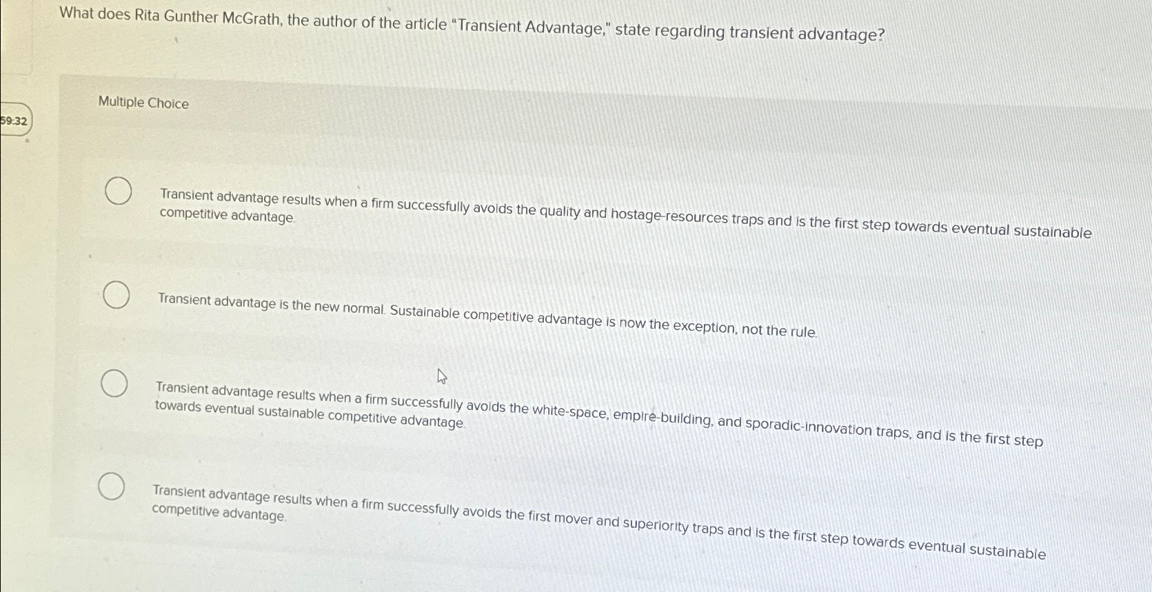 Solved What does Rita Gunther McGrath, the author of the | Chegg.com