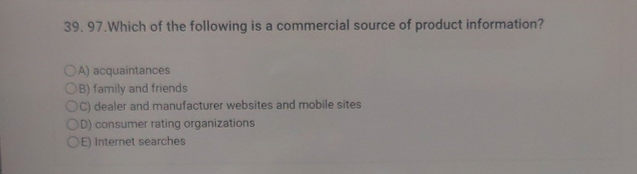 Which of the following is a commercial source of | Chegg.com