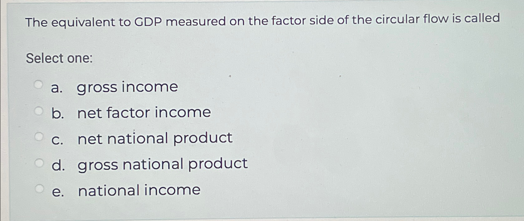 Solved The equivalent to GDP measured on the factor side of | Chegg.com