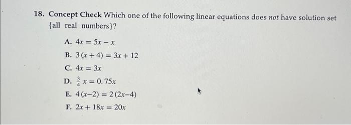 Solved 18. Concept Check Which one of the following linear | Chegg.com