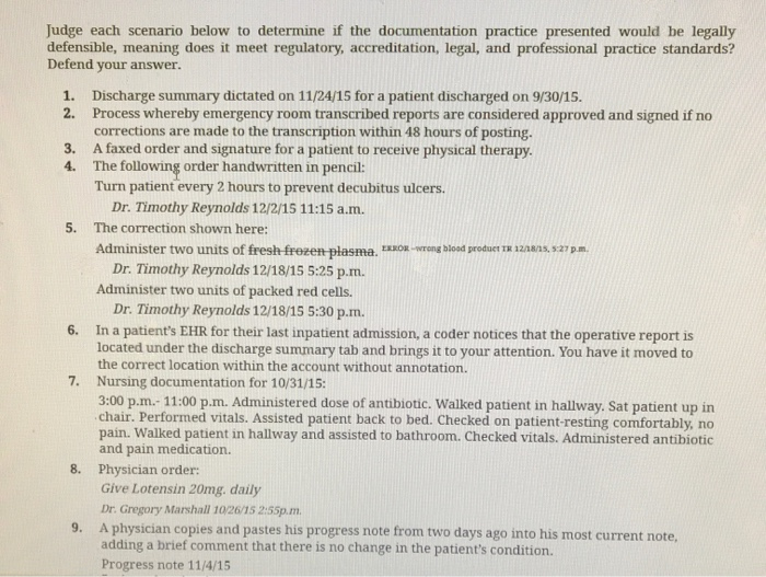 Solved Judge each scenario below to determine if the | Chegg.com