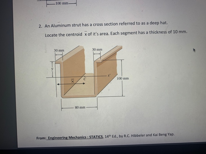 Solved - 100 mm 2. An Aluminum strut has a cross section | Chegg.com