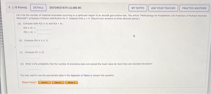 Solved Let x be the number of material anomalies occurring | Chegg.com