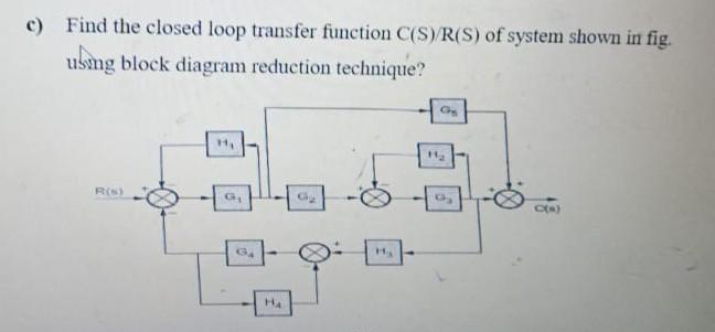 Solved c) Find the closed loop transfer function C(S)/R(S) | Chegg.com