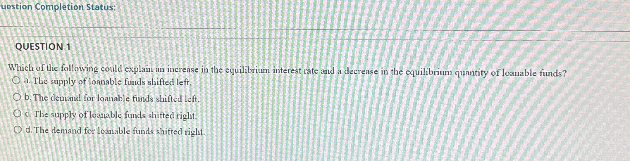 Solved uestion Completion Status:QUESTION 1Which of the | Chegg.com