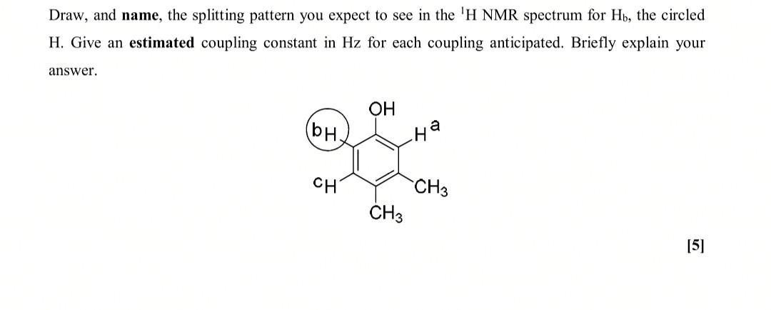 Solved Draw, and name, the splitting pattern you expect to | Chegg.com