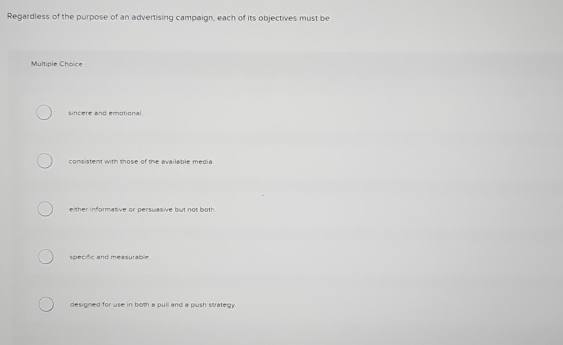 Solved Regardless of the purpose of an advertising campaign, | Chegg.com