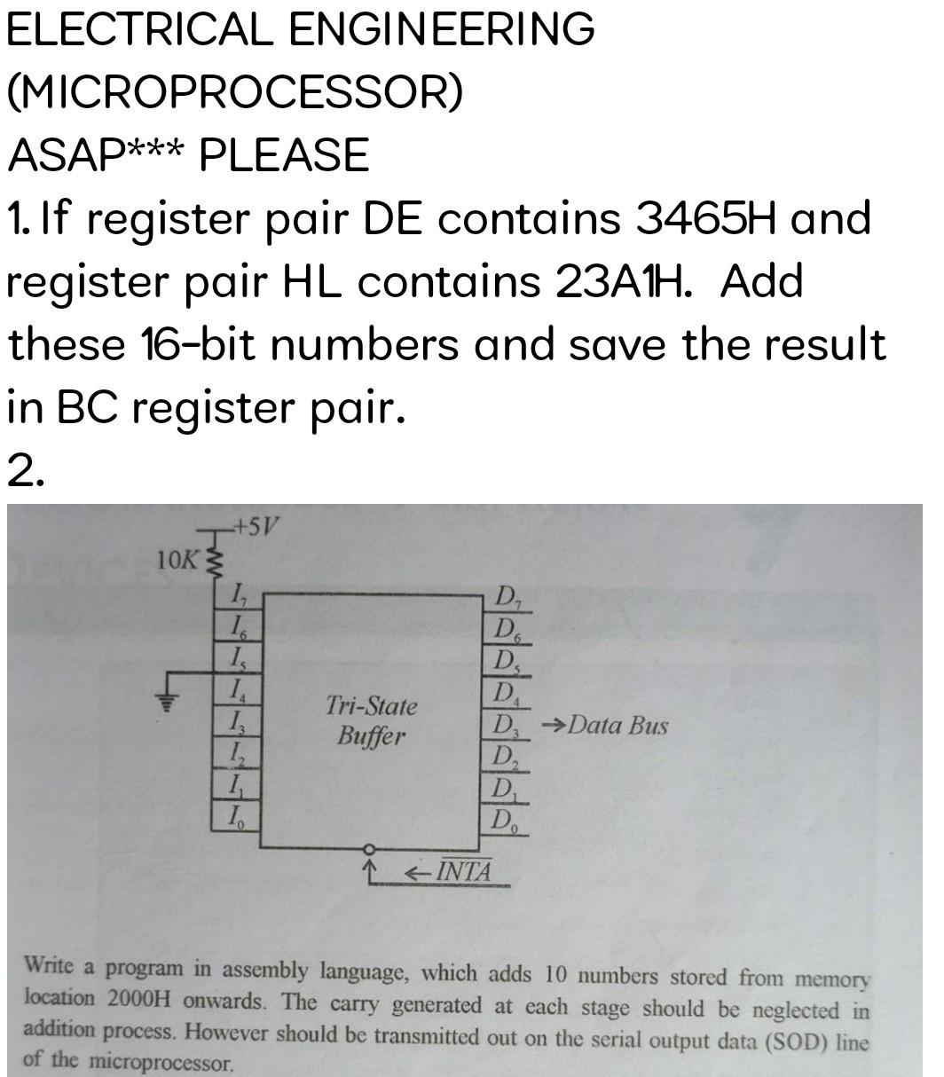 Solved ELECTRICAL ENGINEERING (MICROPROCESSOR) ASAP*** | Chegg.com