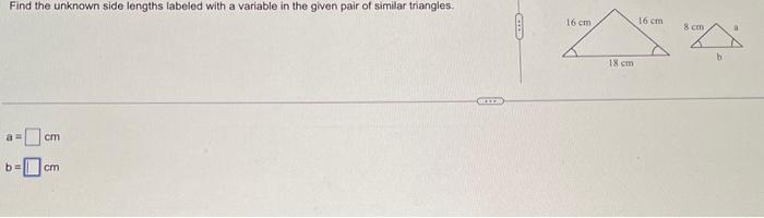 Solved Find the unknown side lengths labeled with a variable | Chegg.com