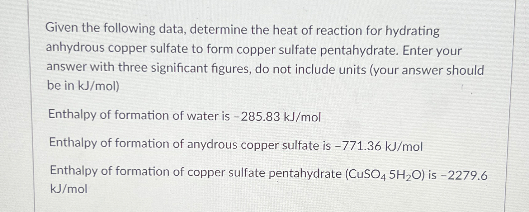 Solved Given the following data, determine the heat of | Chegg.com