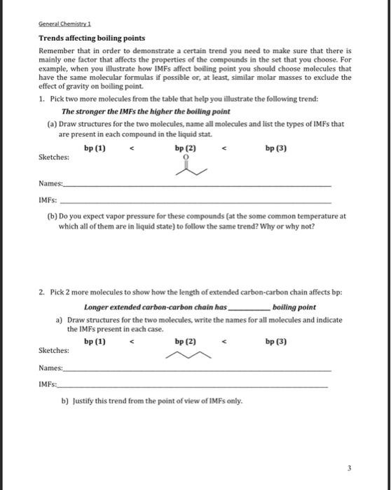 Solved General Chemistry 1 Workshop 11. Intermolecular | Chegg.com