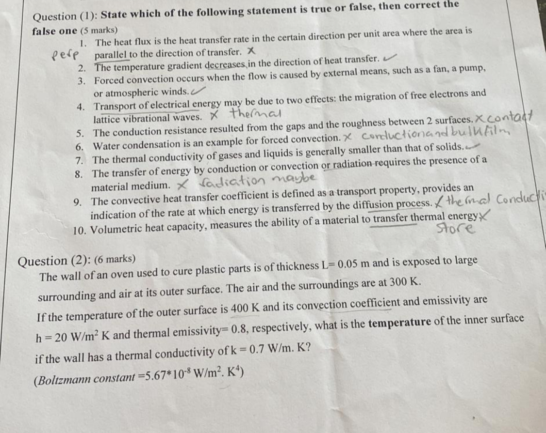 Solved Question (1): State which of the following statement | Chegg.com