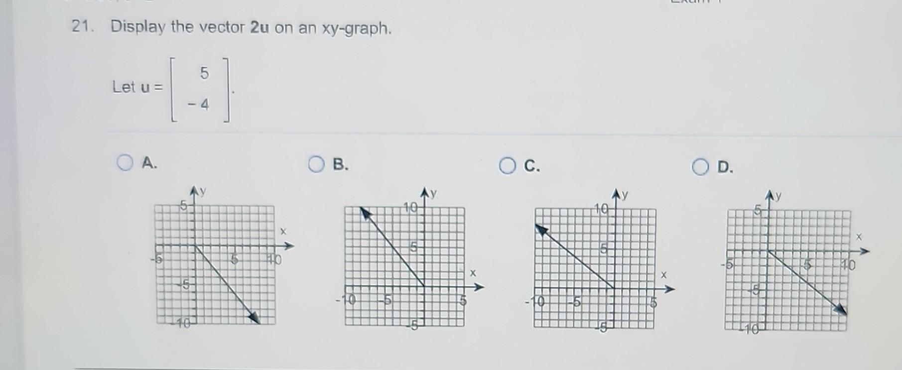Solved 21. Display the vector 2u on an xy-graph. Let | Chegg.com