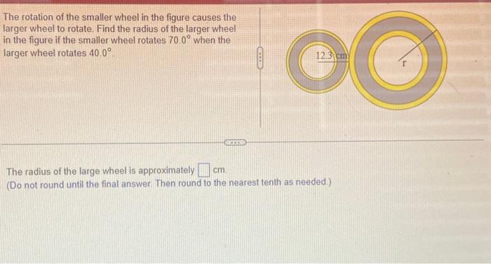 Solved The rotation of the smaller wheel in the figure | Chegg.com