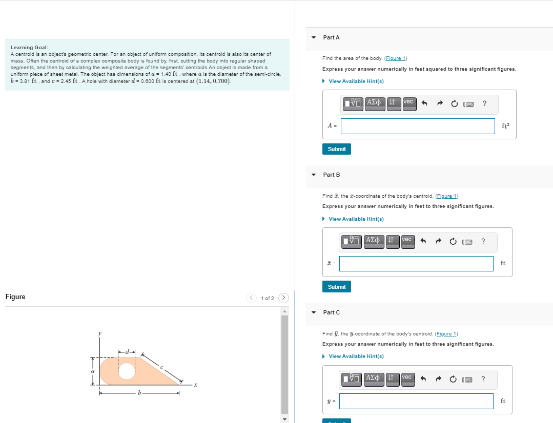Solved Learning Goal:A centroid is an object's geometric | Chegg.com