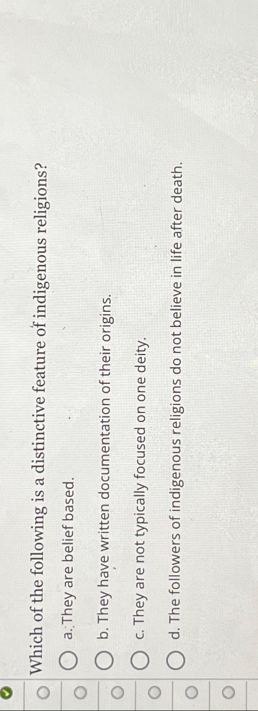 Solved Which of the following is a distinctive feature of | Chegg.com