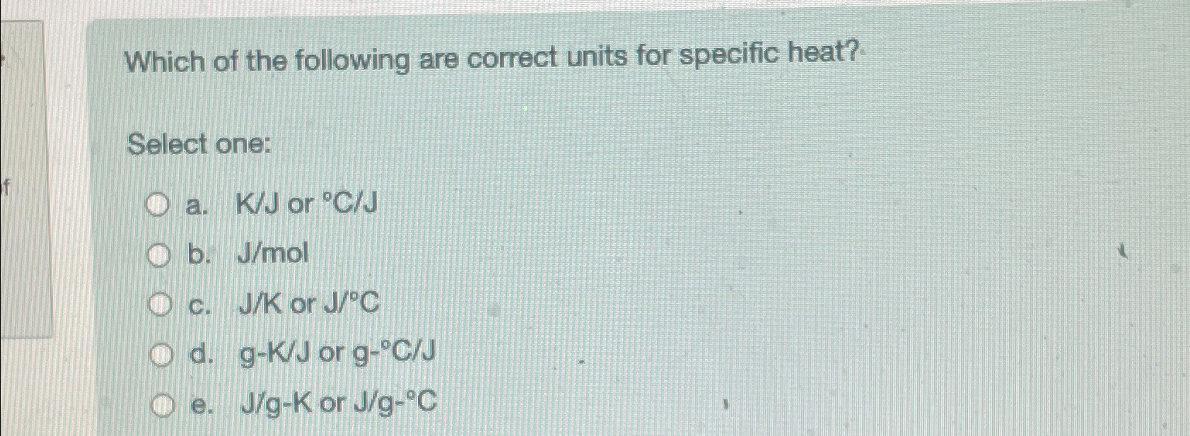 Solved Which of the following are correct units for specific | Chegg.com
