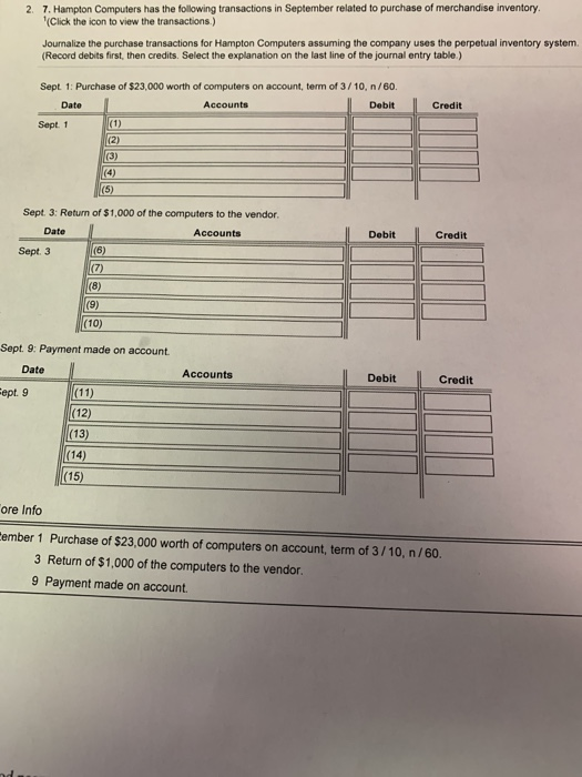 Solved 7. Hampton Computers has the following transactions | Chegg.com
