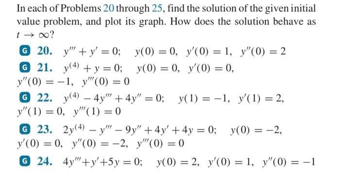 Solved In each of Problems 20 through 25, find the solution | Chegg.com