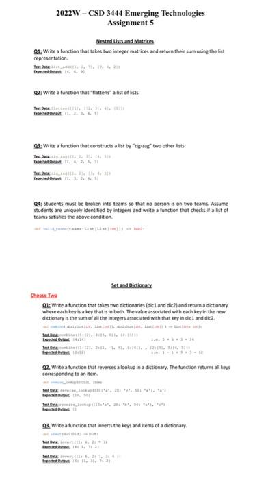 2022W - CSD 3444 Emerging Technologies Assignment 5 | Chegg.com