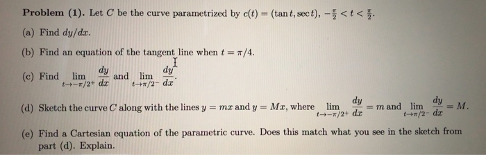 Solved Problem (1). Let C be the curve parametrized by c(t) | Chegg.com