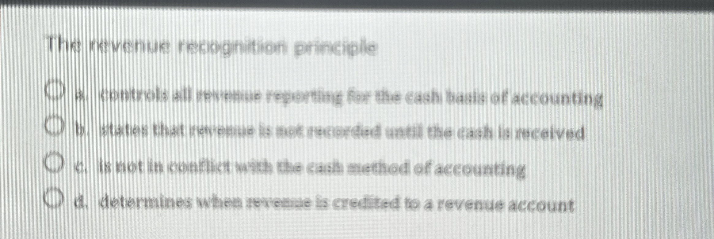 Solved The revenue recognition principlea. ﻿controls all | Chegg.com